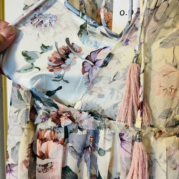 o.p.t | Dresses | Nwt Opt Pastel Cream Floral Boho Chic Peasant Midi ...